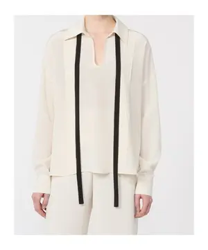 Max Mara Pintuck Tie-neck Blouse