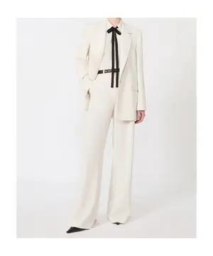Max Mara Pintuck Tie-neck Blouse
