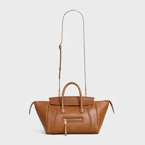 Celine Little Luggage Bag In Supple Shiny Lambskin - Soft Tan