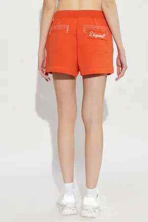 Dsquared2 Elasticated Waistband Shorts With Logo Patch - Orange