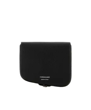 FERRAGAMO Logo Printed Asymmetric Wallet - Black
