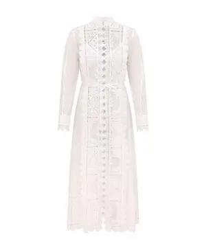 Zimmermann Midi Aster Embroidered Dress - Ivory