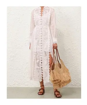 Zimmermann Midi Aster Embroidered Dress - Ivory