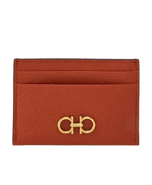 FERRAGAMO Gancini Plaque Cardholder - Red