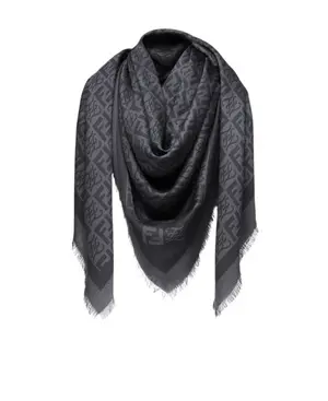 Fendi Keffiyeh All-over Ff Pattern Scarf - Gray