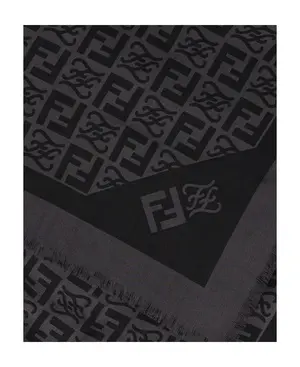 Fendi Keffiyeh All-over Ff Pattern Scarf - Gray