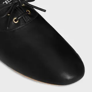 Celine Lambskin Ballet Lace-up Flats - Black