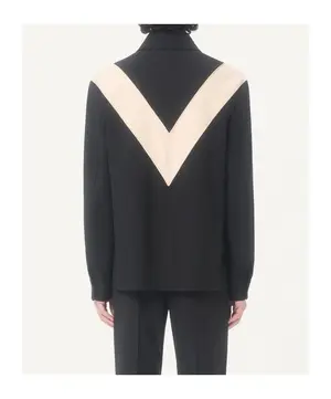 Valentino Garavani Logo Patch Zip-up Overshirt - Black