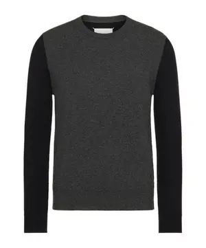 MAISON MARGIELA Two-tone Crewneck Jumper With Ribbed Details - Grey