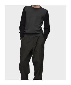 MAISON MARGIELA Two-tone Crewneck Jumper With Ribbed Details - Grey