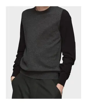 MAISON MARGIELA Two-tone Crewneck Jumper With Ribbed Details - Grey