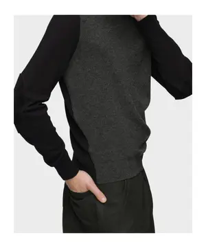 MAISON MARGIELA Two-tone Crewneck Jumper With Ribbed Details - Grey