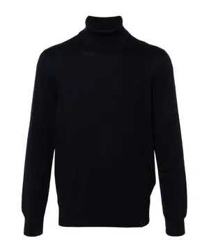 FAY Ribbed Turtleneck Knitwear - Blue