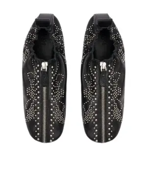Chloé Susanna Studded Zip Flats - Black