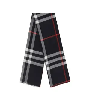 Burberry Checked Frayed-edge Scarf - Black