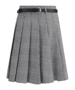 SELF-PORTRAIT Prince Of Wales Check Pleated Midi Skirt - Gray