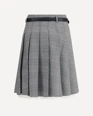 SELF-PORTRAIT Prince Of Wales Check Pleated Midi Skirt - Gray