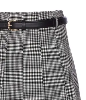 SELF-PORTRAIT Prince Of Wales Check Pleated Midi Skirt - Gray