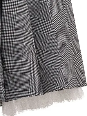 SELF-PORTRAIT Prince Of Wales Check Pleated Midi Skirt - Gray