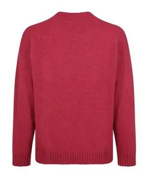 LANEUS Ribbed Knit Pullover - Red