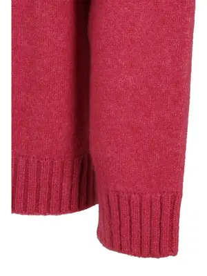LANEUS Ribbed Knit Pullover - Red