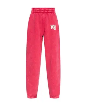 Alexander Wang Rubberised Logo Cotton-blend Track Pants - Red