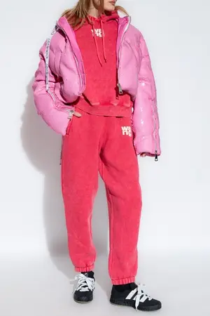 Alexander Wang Rubberised Logo Cotton-blend Track Pants - Red