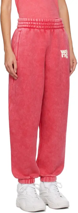 Alexander Wang Rubberised Logo Cotton-blend Track Pants - Red