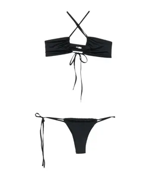 Attico Halterneck Side-tie Bikini - Black