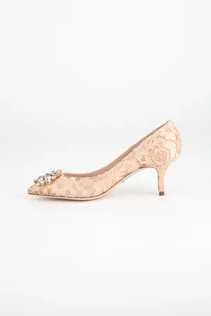 Dolce & Gabbana Embellished Floral Lace Pumps - Nude