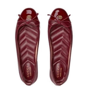 Gucci Ballet Flats With Bow And Double G Detail - Ancora Red