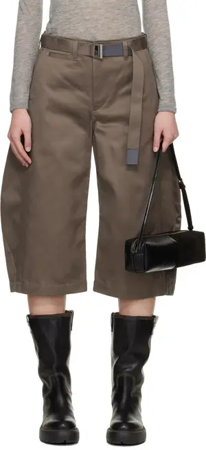 Sacai Belted Wide-leg Patchwork Pants