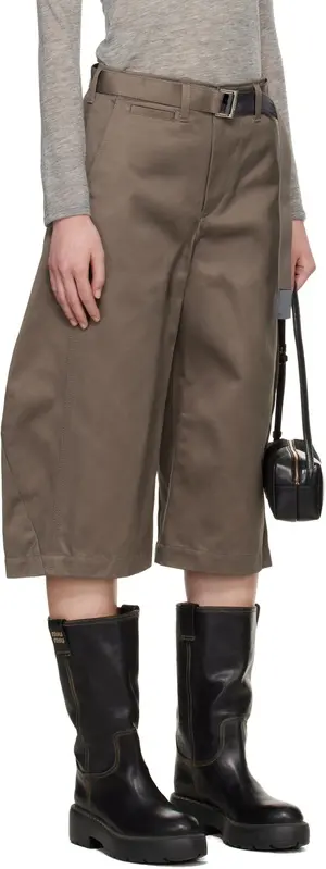 Sacai Belted Wide-leg Patchwork Pants