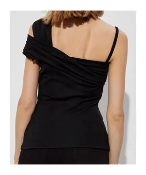 Versace One Shoulder Asymmetrical Top With Pleated Details