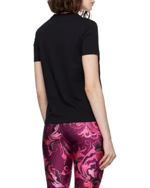 Versace Floral-butterfly Print Crewneck T-shirt - Black