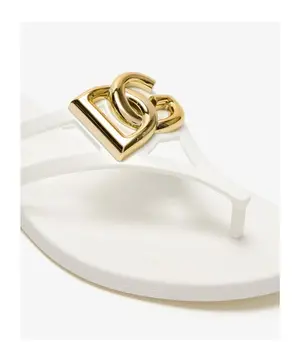 Dolce & Gabbana Logo Plaque Flip Flops - White