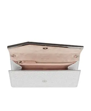 JIMMY CHOO Emmie Glitter Clutch Bag With Chain Strap - White