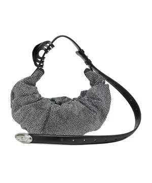 DIESEL® Embellished Scrunched Shoulder Bag - Black