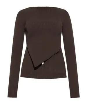 Rick Owens Long Sleeve Asymmetrical Knit Top