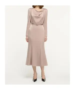 Roland Mouret Long Sleeve Draped Neck Dress With Fishtail Skirt