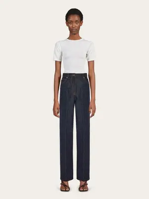 FERRAGAMO Belt Ring Denim Trousers