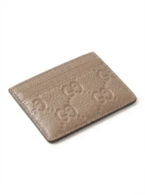 Gucci Gg Emblem Card Case - Taupe