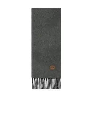 Gucci Logo Patch Fringed Scarf - Black