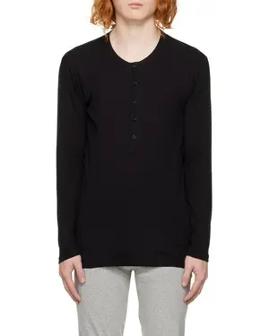 TOM FORD Henley Crewneck T-shirt - Black
