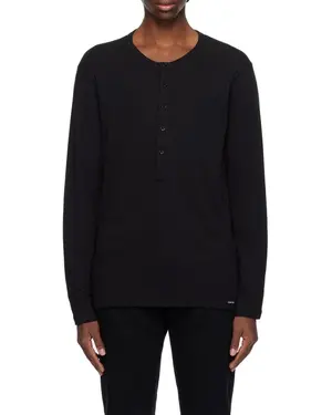 TOM FORD Henley Crewneck T-shirt - Black