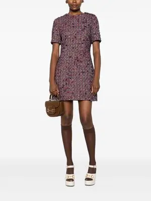 Gucci Crewneck Tweed Mini Dress - Black