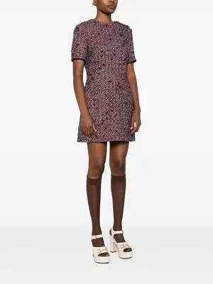 Gucci Crewneck Tweed Mini Dress - Black