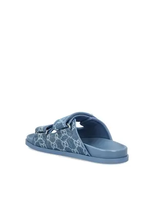 Gucci Monogrammed Double Strap Slip-on Sandals