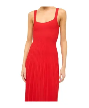 Staud Ellison Sleeveless Midi Dress - Red