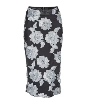 ROTATE BY BIRGER CHRISTENSEN Floral Mesh Rear Slit Pencil Skirt